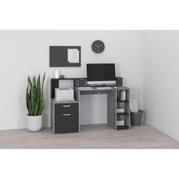 FMD Regal-Schreibtisch &raquo;Bolton&laquo; Schreibtisch mit Stauraum und Ablage, offene F&auml;cher, 138,5 cm breit grau B/H/T: 138,5cm x 92cm x 53,5cm