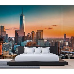 A.S. Cr&eacute;ation Vliestapete &raquo;Fototapete New York Skyline Sonnenuntergang Stadt&laquo; matt strukturiert blau Vlies B/L: 2,55m x 3,5m, Rollen: 1