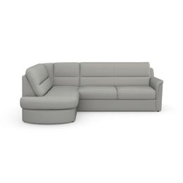 Sit & More sit&more Ecksofa &raquo;Panini L-Form&laquo; wahlweise mit Vorziehsitz und Bettkasten silber B/H/T: 243cm x 87cm x 155cm, Luxus-Microfaser Paris, Ottomane links, 