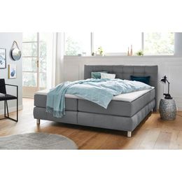 Home Affaire Boxspringbett &raquo;Salo&laquo; incl. Topper, 6 Breiten, 2 H&auml;rtegrade, TFK auch in H&auml;rtegrad 4 grau Struktur (100% Polyester);Bezug der 