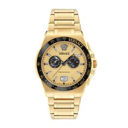 Versace Herren Chronograph &raquo;GRECA REACTION&laquo; Quarzuhr, Armbanduhr, Herrenuhr, Swiss Made, Edelstahlarmband, analog gold Einheitsgr&ouml;&szlig;e