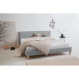OTTO products Polsterbett &raquo;Heddi&laquo; in 5 Breiten: von 90cm-200cm, Biese am Kopfteil, Strukturstoff blau Bezug Struktur fein (100% recyceltes Polyester) 