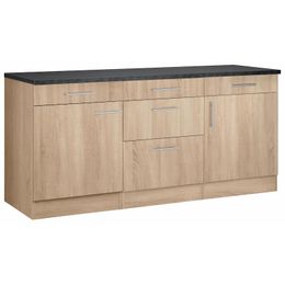 Optifit Unterschrank &raquo;Mini&laquo;, Breite 180 cm mit Metallgriffen grau eichefarben, B/H/T: 180cm x 84,8cm x 60cm, Schubladen: 5 Stk. T&uuml;ren: 2 Stk.