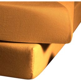 Fleuresse Spannbettlaken &raquo;Ines hochwertiger Jersey aus reiner Baumwolle,&laquo; aus Baumwolle, f&uuml;r Matratzen bis 23 cm H&ouml;he, Bettlaken, Spannbetttuch orange