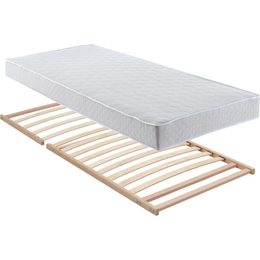 Westfalia Schlafkomfort Polsterbett inkl. Bettkasten bei Ausf&uuml;hrung mit Matratze grau Bezug Bett: Microfaser (100% Polyester);Bonnell-Federkernmatratze: 51% Polypropylen, 39%