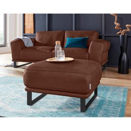 W.Schillig Hocker &raquo;montanaa&laquo; mit Metallkufen in Schwarz pulverbeschichtet, Breite 71 cm braun B/H/T: 71cm x 42cm x 71cm, Longlife Xtra-Leder Z69