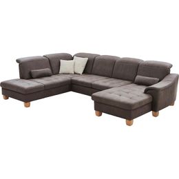 Die PlanBar Wohnlandschaft &raquo;PP-LA23145 U-Form&laquo; inkl. Kopfpolsterverstellung, Federkernpolsterung braun 100% Polyester B/H/T: 341cm x 88cm x 243cm, 
