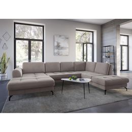 Sit & More sit&more Wohnlandschaft &raquo;Bendigo U-Form&laquo; inklusive Sitztiefenverstellung, Bodenfreiheit 12 cm, in 2 Fu&szlig;farben beige B/H/T: 332cm x 84cm x 226cm, 