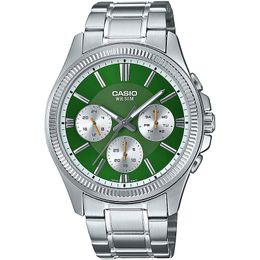 Casio Timeless Collection Herren CASIO TIMELESS COLLECTION Quarzuhr Armbanduhr, Herrenuhr, Edelstahlarmband, analog, Tag, Wochentag silber 