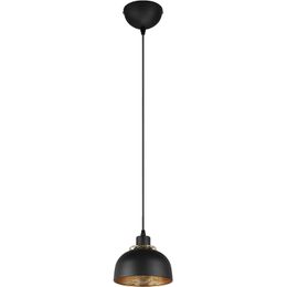 REALITY LEUCHTEN Pendelleuchte &raquo;Punch&laquo; E27 1 Stk. warmwei&szlig; - kaltwei&szlig; Industrie-Look mit Doppelschirm schwarz-gold, exkl 1xE27 max 40W schwarz 1, &Oslash; 