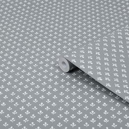 Laura Ashley Vliestapete &raquo;Trefoil Slate Grey&laquo; floral texturiert 10mx52cm grau Vlies B/L: 0,52m x 10m, Rollen: 1