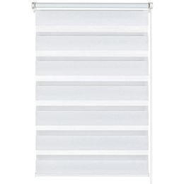 Gardinia Doppelrollo &raquo;Easyfix&laquo; halbtransparent Sichtschutz mit Bohren/ohne Bohren freih&auml;ngend segmentweise gewebter Stoff wei&szlig; Polyester 150cm, 