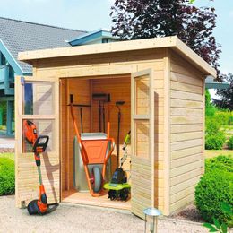 Karibu Gartenhaus &raquo;Baggersee 2&laquo; beige Holzwerkstoff ohne Fu&szlig;boden, ohne Dacheindeckung