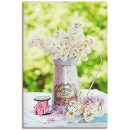 Artland Leinwandbild &raquo;Flieder und Shabby Chic Stillleben&laquo; Blumen 1 Stk. tlg. auf Holzrahmen gespannt gr&uuml;n B/H/T: 40cm x 60cm, Leinwandbild Blumen, 1 Stk.