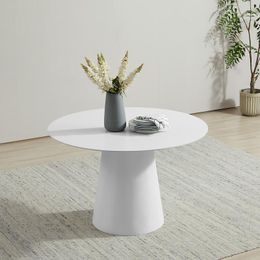 Otto Home Unisex OTTO home Esstisch &raquo;Josselin&laquo; Zement-Optik, organischem Gestell und hochwertigen Materialien wei&szlig; B/H/T: 120cm x 76cm x 120cm