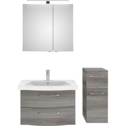 Badm&ouml;bel-Set &raquo;6005 Sprint 3-teilig, Keramik-Waschtisch mit LED-Spiegelschrank&laquo; 4 Stk. tlg. grau Holzwerkstoff B/H/T: 112cmcm x 200cmcm x 46cmcm