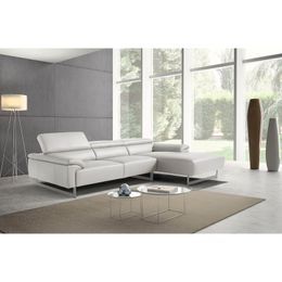 Egoitaliano Ecksofa &raquo;Malika, edel und bequem, Designsofa mit hochwertigen Bez&uuml;gen, L-Form&laquo; mit Recamiere, inkl. Kopfteilverstellung und chromfarbenen Metallf&uuml;&szlig;en 