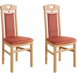 Home Affaire Esszimmerstuhl &raquo;Berta K&uuml;chenstuhl&laquo; (Set) 2 Stk.Bezug in Microfaser, Gestell aus Buche Massivholz orange Holzwerkstoff B/H/T: 46cm x 103cm