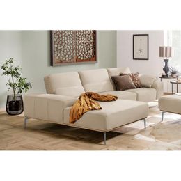 W.Schillig Ecksofa &raquo;run, Designsofa mit tollem Sitzkomfort, bequem, L-Form&laquo; mit elegantem Holzsockel, F&uuml;&szlig;e in Silber matt, Breite 319 cm beige 