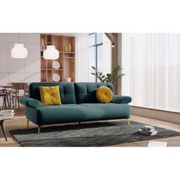 Sit & More sit&more 2,5-Sitzer &raquo;Orient 1&laquo; inkl. 2 Zierkissen mit Strass-Stein, goldfarbene Metallf&uuml;&szlig;e gr&uuml;n 100% Polyester B/H/T: 218cm x 88cm x 93cm, Samtoptik