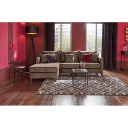 Home Affaire Ecksofa &raquo;Renesse L-Form&laquo; lose Kissen, Keder an Sitzkissen grau Samtvelours 100% Polyester;Luxus-Microfaser ALTARA NUBUCK (100% Polyester)