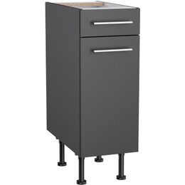 KOCHSTATION Unterschrank &raquo;KS-Bern2&laquo; Breite 30 cm, 1 T&uuml;r, 1 Schubkasten, 1 Einlegeboden grau Holzwerkstoff B/H/T: 30cm x 87cm x 58,4cm, Schubladen: 1 