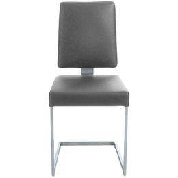K+w Komfort & Wohnen K+W Komfort & Wohnen Freischwinger () stabiles Hochkantgestell, in Leder oder Microfaser silber B/H/T: 44cm x 96cm x 57cm, Leder Longlife BRONCO