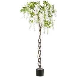 Creativ green Kunstbaum &raquo;Wei&szlig;er Blauregen&laquo; mit geflochtenem Stamm wei&szlig; Kunststoff B/H/L: 170cm, 1 Stk.