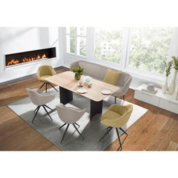 K+w Komfort & Wohnen K+W Komfort & Wohnen Essgruppe &raquo;ZOOM&laquo; abgerundete Essgruppe in Materialmix, Solobank, 4 Sesseln und 1 Tisch gelb Flachgewebe Q2 2250 Leder Longlife 