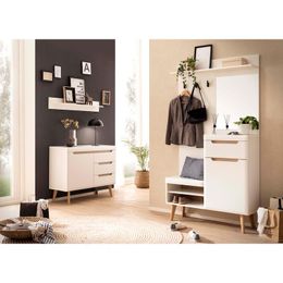 Home Affaire Garderoben-Set &raquo;Torge, Garderobe mit Stauraum, Garderobenschrank im Scandic Design&laquo; Set, 3 Stk. tlg. wei&szlig; Holzwerkstoff B/H/T: 237cmcm