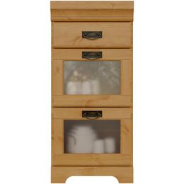 OTTO home Unterschrank &raquo;R&uuml;gen&laquo; Breite 40 cm, Kiefer massiv, Schubk&auml;sten mit Glaseinsatz beige Massivholz natur, B/H/T: 40cm x 88cm x 60cm, Schubladen: