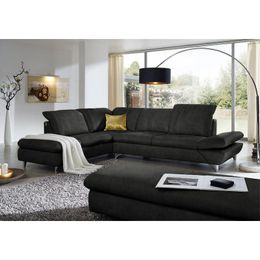 W.Schillig Ecksofa &raquo;Taoo, elegant und zeitlos, bequem, L-Form, Breite 296cm&laquo; mit Sitziefenverstellung & Kopfteilverstellung grau Longlife fabric 