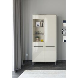 set one by Musterring Standvitrine &raquo;Reno&laquo; 1 Stk. tlg. Mit Vierkantfu&szlig; in diversen Farben, 197 cm H&ouml;he & Farbauswahl beige Glas, Holzwerkstoff 