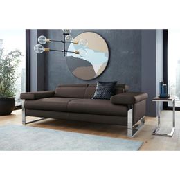 W.Schillig 2-Sitzer &raquo;finn&laquo; German Design Award 2016, Fu&szlig;gestell Chrom gl&auml;nzend, Breite 210 cm braun Flachgewebe S22 (100% Polyester);Stoff S37 (100% 