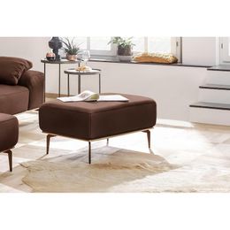 W.Schillig Polsterhocker &raquo;run&laquo; mit Holzsockel, F&uuml;&szlig;e in Bronze pulverbeschichtet, Breite 75 cm braun Longlife Xtra-Leder Z73: Naturwalkleder der 