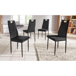 OTTO home Esszimmerstuhl (Set) 4 Stk.(2 oder 4 St&uuml;ck) mit Samtbezug, R&uuml;ckenlehne mit Griff zum Zur&uuml;ckziehen schwarz B/H/T: 48cm x 98cm x 53cm, 4 Stk.,