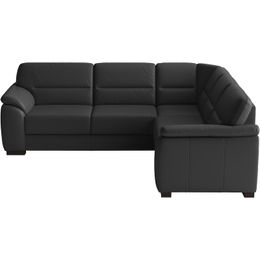 Sit & More sit&more Ecksofa &raquo;Montego Leder, L-Form, B: 255cm&laquo; wahlweise mit Schlaffunktion und Schubkasten schwarz B/H/T: 255cm x 88cm x 225cm, NaturLEDER Stoff,