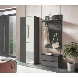 set one by Musterring Garderobenschrank &raquo;reno-Dielen&laquo; In zwei Farbvarianten, 72 x 188 x 32 cm, stilvoller Stauraum Glas, Holzwerkstoff anthrazitmatt, 