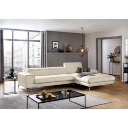 W.Schillig Ecksofa &raquo;piedroo, Designsofa mit tollem Sitzkomfort, elegant und bequem, L-Form&laquo; Kopfteilverstellung, wahlweise mit Sitztiefenverstellung, 