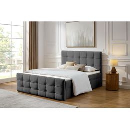 OTTO home Boxbett &raquo;LILIENNE, Polsterbett mit Bettkasten und Taschenfederkernmatratze H3&laquo; mit Kaltschaumtopper, Chenille-Bezug, 160x200 & 180x200 cm 