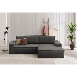 OTTO home Ecksofa &raquo;SHERWOOD Samtvelours L-Form, 267 cm - OTTO. Verl&auml;ssliche Qualit&auml;t.&laquo; Schlaffunktion mit Bettkasten (210x136 cm), Cord, Vintage, 