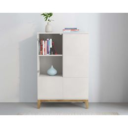 OTTO home Highboard &raquo;Maryd&laquo; Kommode, Midischrank, m. Glas- u. Holzt&uuml;ren, Einlegeb&ouml;den, Breite 80cm Holzwerkstoff, MDF B/H/T: 80cm x 122cm x 40cm, 3 