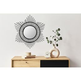 Kayoom Wandspiegel &raquo;Rattan Spiegel Aina 435&laquo; schwarz Spiegelglas B/H/T: 70cm x 70cm &Oslash; 70cm