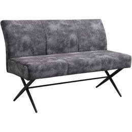 Hela Sitzbank &raquo;PORTO&laquo; 1 Stk. tlg. Einzelbank mit R&uuml;cken, X-Gestell, Federkorb, Vintage Velvet Optik Metall, Polyester, Stoff B/H/T: 140cm x 88cm x 