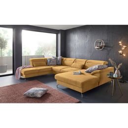 Sit & More sit&more Wohnlandschaft &raquo;Percy U-Form&laquo; 12 cm Fu&szlig;h&ouml;he, Sitztiefenverstellung, wahlweise in 2 Fu&szlig;farben gelb B/H/T: 343cm x 77cm x 235cm, Luxus-