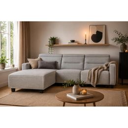 OTTO home Ecksofa &raquo;CARPARI Webstoff,L-Form,224 cm, man./elektr. Relaxfunktion&laquo; (USB A/C), sowie Kopfteilverstellung grau B/H/T: 263cm x 97cm x 179cm, 