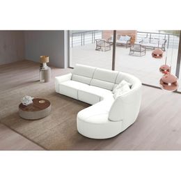 Egoitaliano Ecksofa &raquo;Puffy, extravagant & edel, Retro Designsofa, hoher Sitzkomfort, L-Form&laquo; mit Ottomane, wahlweise mit und ohne elektrischer Relaxfunktion wei&szlig; 