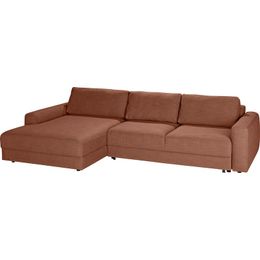 Trendmanufaktur Ecksofa &raquo;Bourbon II, mit extratiefer Sitzfl&auml;che und extrabreiter Recamiere&laquo; elegant und zeitlos, mit hohem Sitzkomfort, L-Form braun 