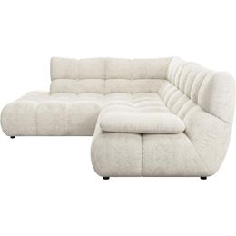 Home Affaire Ecksofa &raquo;Cozy Bubble, mit klappbarer Armlehne, Breite 289 cm&laquo; mit eleganter Steppung, Rundumbezug & weicher Polsterung wei&szlig; 100% 