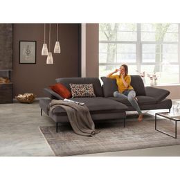 W.Schillig Ecksofa &raquo;enjoy&MORE, Designsofa, elegant und bequem, L-Form&laquo; Sitztiefenverstellung, F&uuml;&szlig;e schwarz pulverbeschichtet, Breite 294 cm braun 